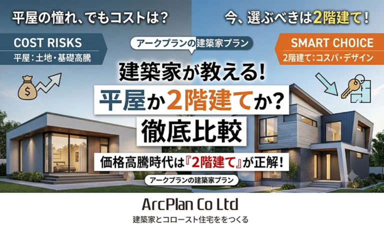 【建築家が解説】平屋 vs 2階建て、どっちが正解？建築資材・土地価格高騰の令和時代に「2階建て」をおすすめする理由 - アークプラン株式会社 ...